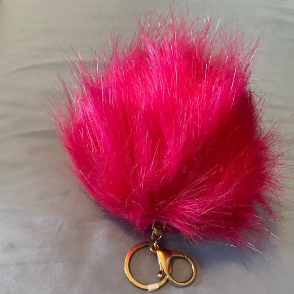 Charlotte Russe | Accessories | Keychain With Fuzzy Bright Pink Ball ...